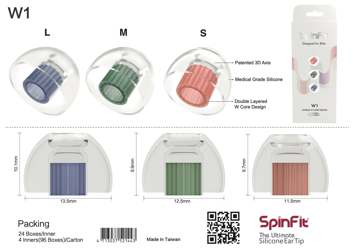 Spinfit W1 Silicone Eartips - Gears For Ears